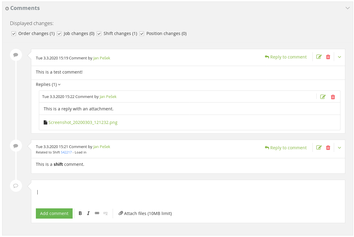 Introduction of Order Comment Timelines for Better Tracking